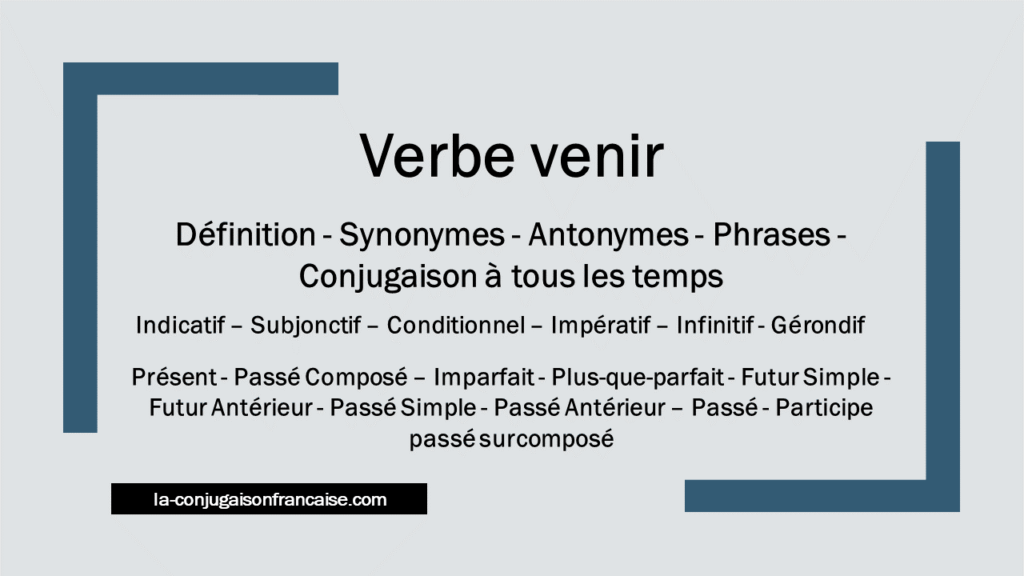 Venir à l'imparfait - La conjugaison française